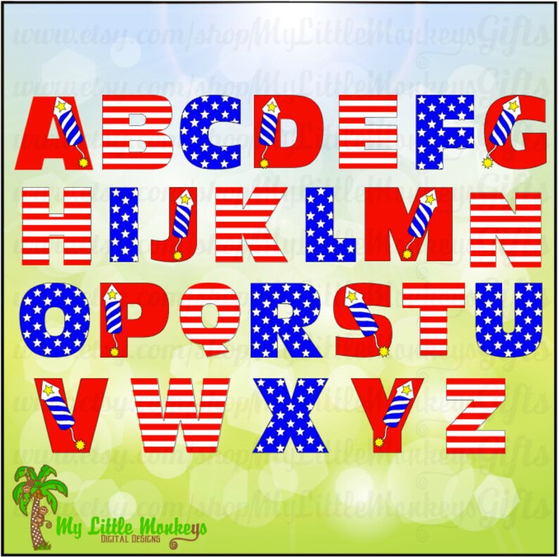Patriotic 4th of July Alphabet Digital File Instant Download - Etsy