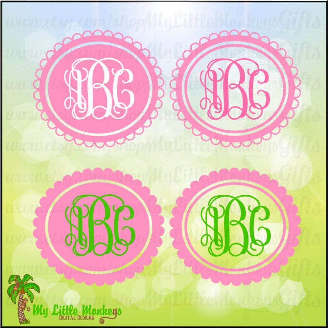 Scallop Oval Monogram Frame Base Solid and Lace Designs - Etsy