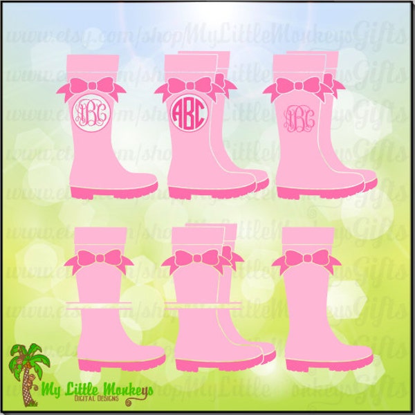 Monogram Rain Boots - Etsy