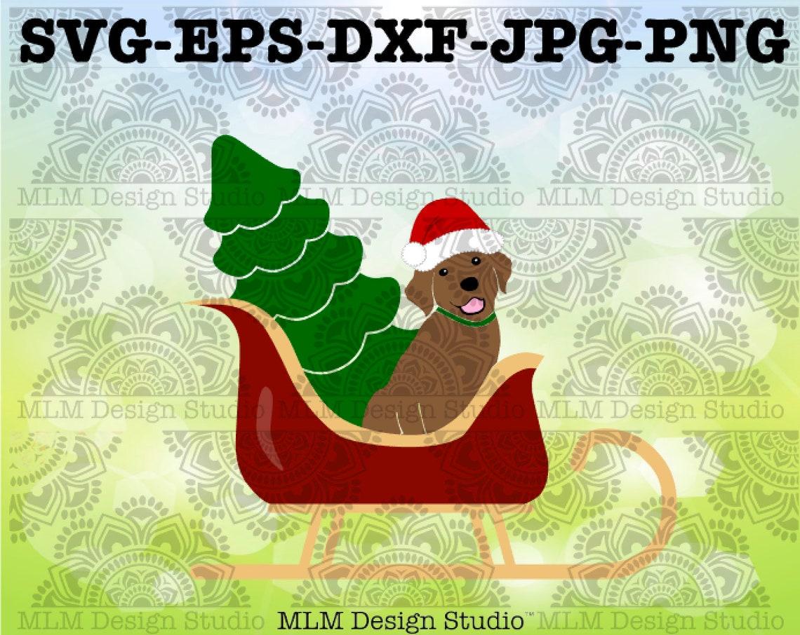 Labrador Retriever Lab Puppy with Santa Hat Sleigh and Tree | Etsy