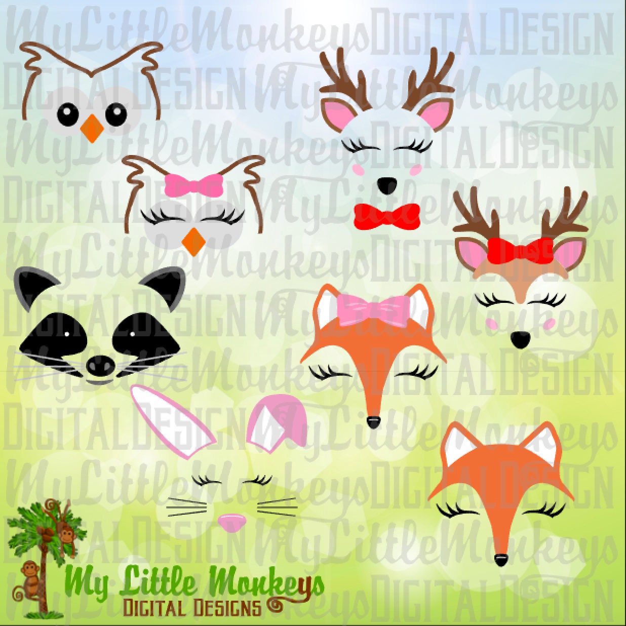Woodland Animal Faces Bundle Designs Commercial Use SVG - Etsy UK