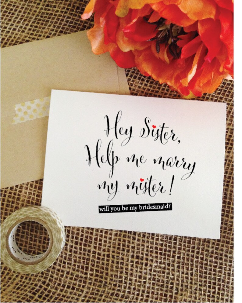 Ask Sister Bridesmaid Proposal Card Sister Proposal Card Will Etsy