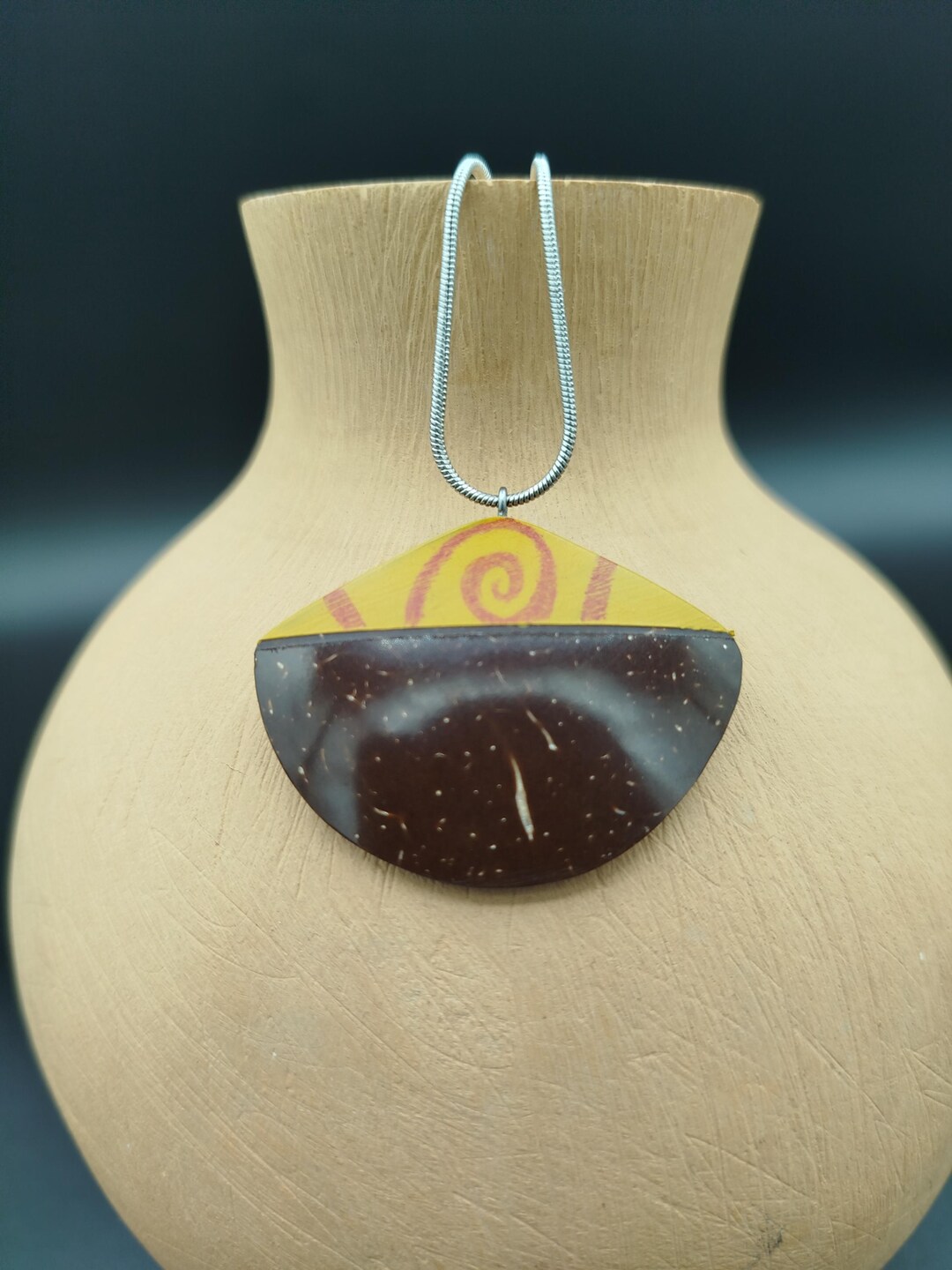 Handmade Coconut Shell Necklace – Hand Painted – "mosaic Necklace ...
