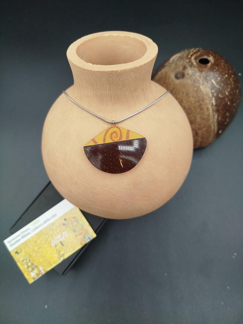 Handmade Coconut Shell Necklace – Hand Painted – "mosaic Necklace ...