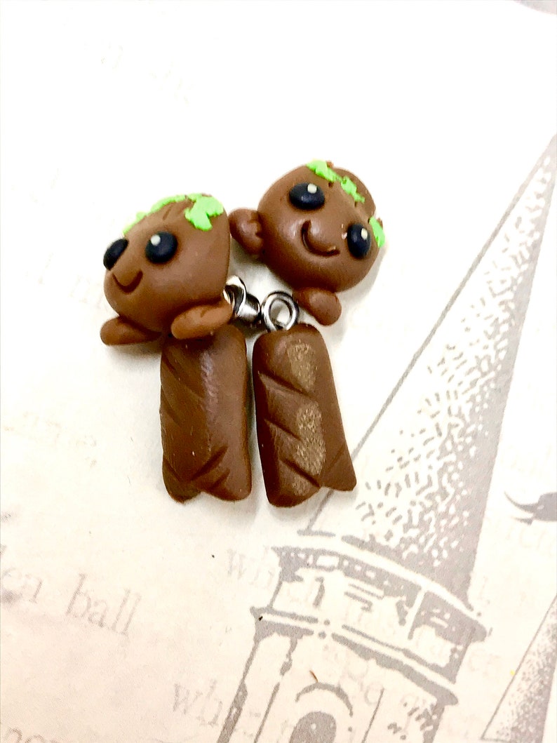 Cute Baby Groot Polymer Clay Earrings Geek Gifts Teens - Etsy