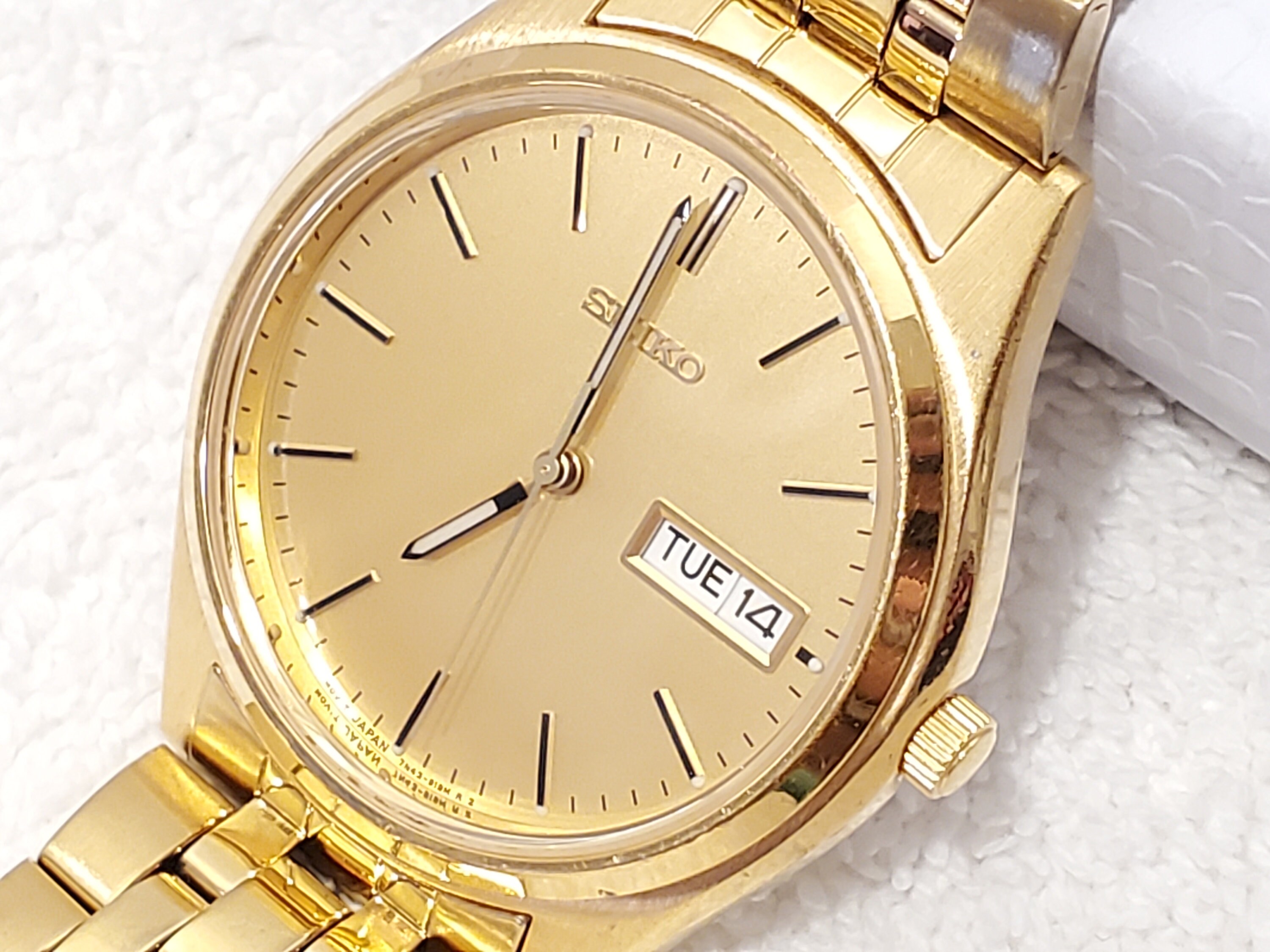 Vintage Seiko Gold Tone Day Date Men's Quartz Watch Stainless Steel One Jewel - Etsy