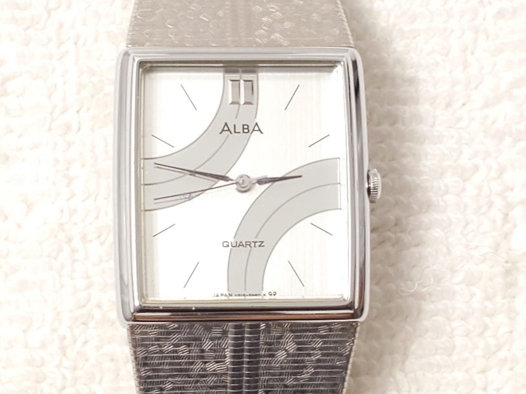 Vintage Seiko Alba Men's Tank Stainless Steel Japan Quartz Watch Silver ...