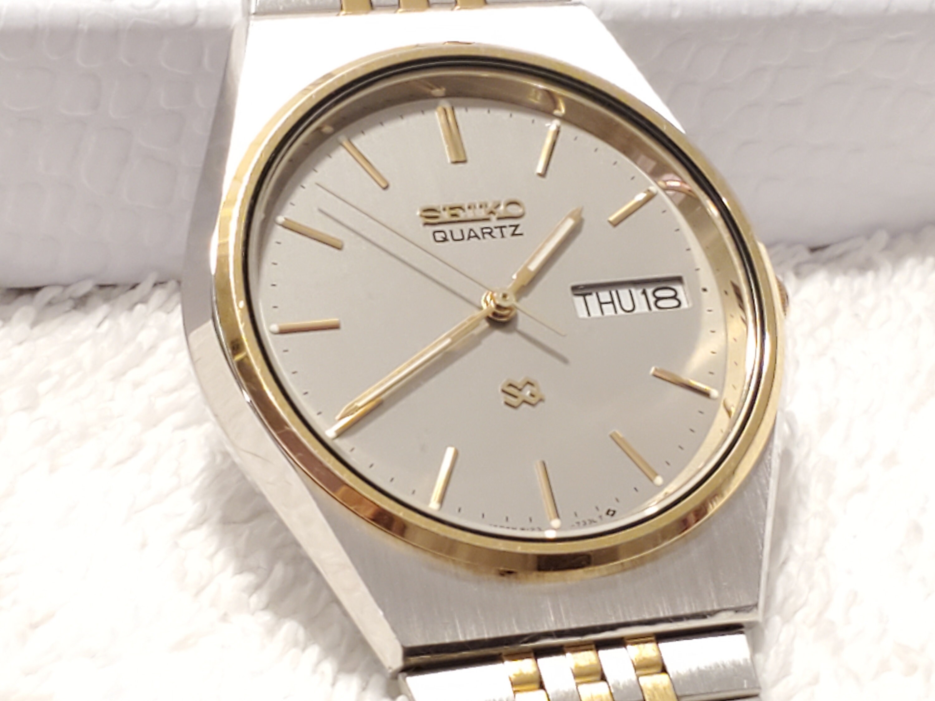 Vintage Seiko SQ Men's Day Date Quartz Watch Five Jewels Stainless ...