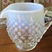 Vintage FENTON Glass Hobnail PITCHER White/Clear Opalescent | Etsy
