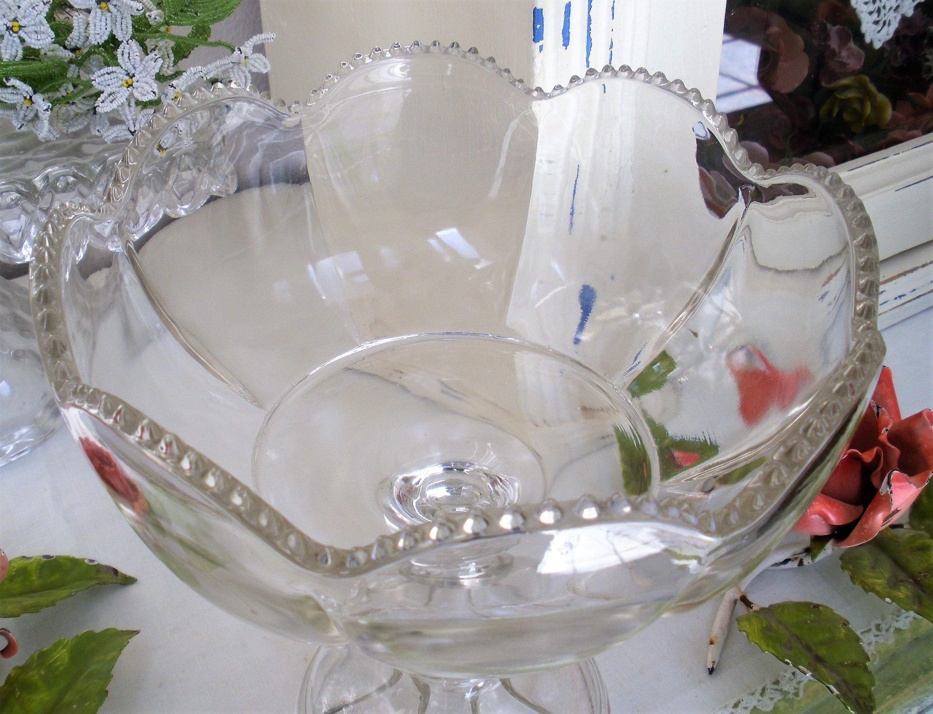 SALE EAPG Antique Pattern Glass COMPOTE 8-panel Beaded Edge - Etsy