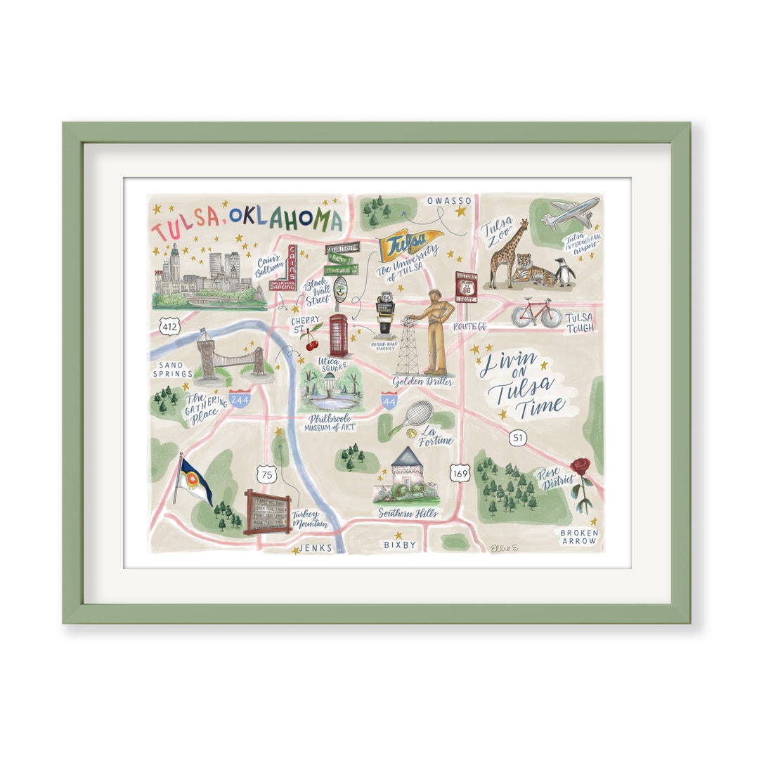 Tulsa Oklahoma Map Print - Etsy
