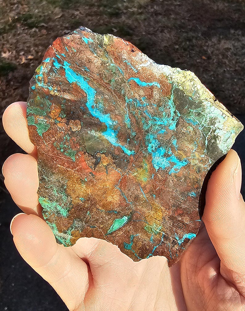 4" Polished Parrot Wing Chrysocolla Slab With Stunning Colors - Etsy