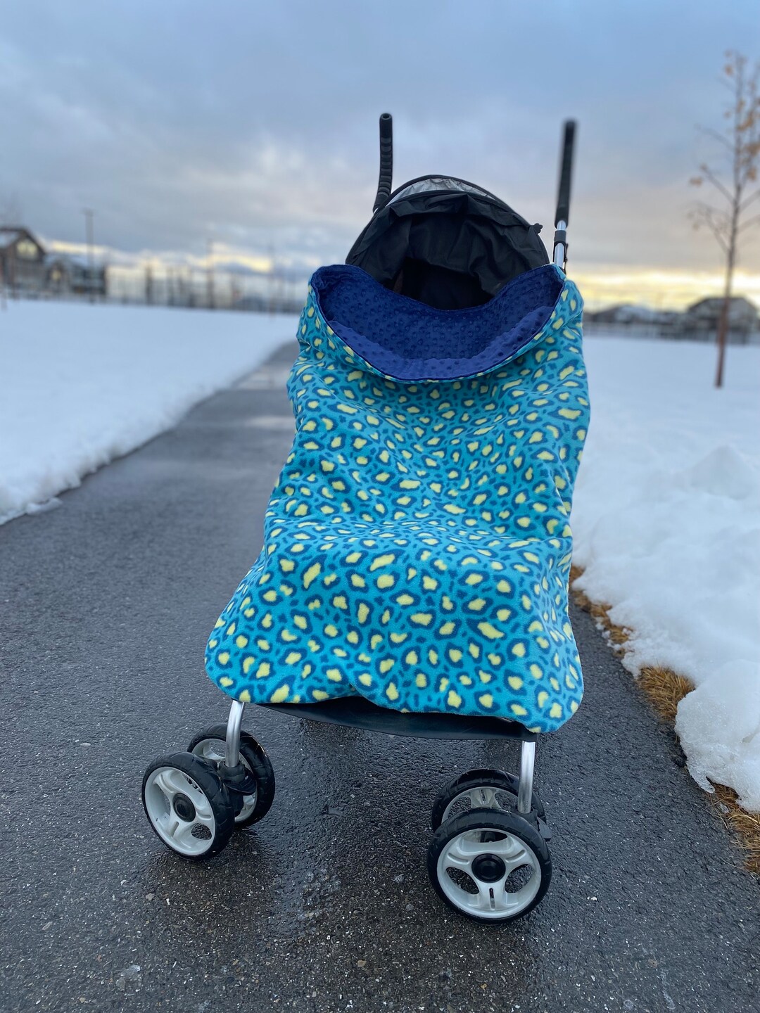Blue Leopard Stroller Blanket, Leopard Baby Blanket, Stroller ...