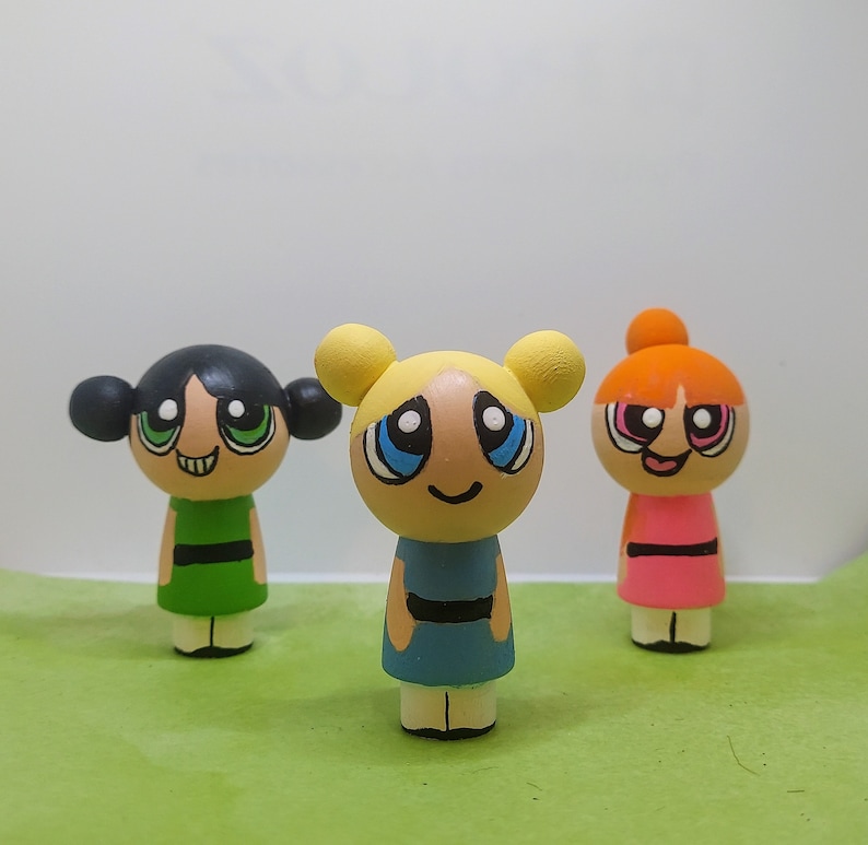 Powerpuff Girls Peg Dolls With Wooden Box - Etsy