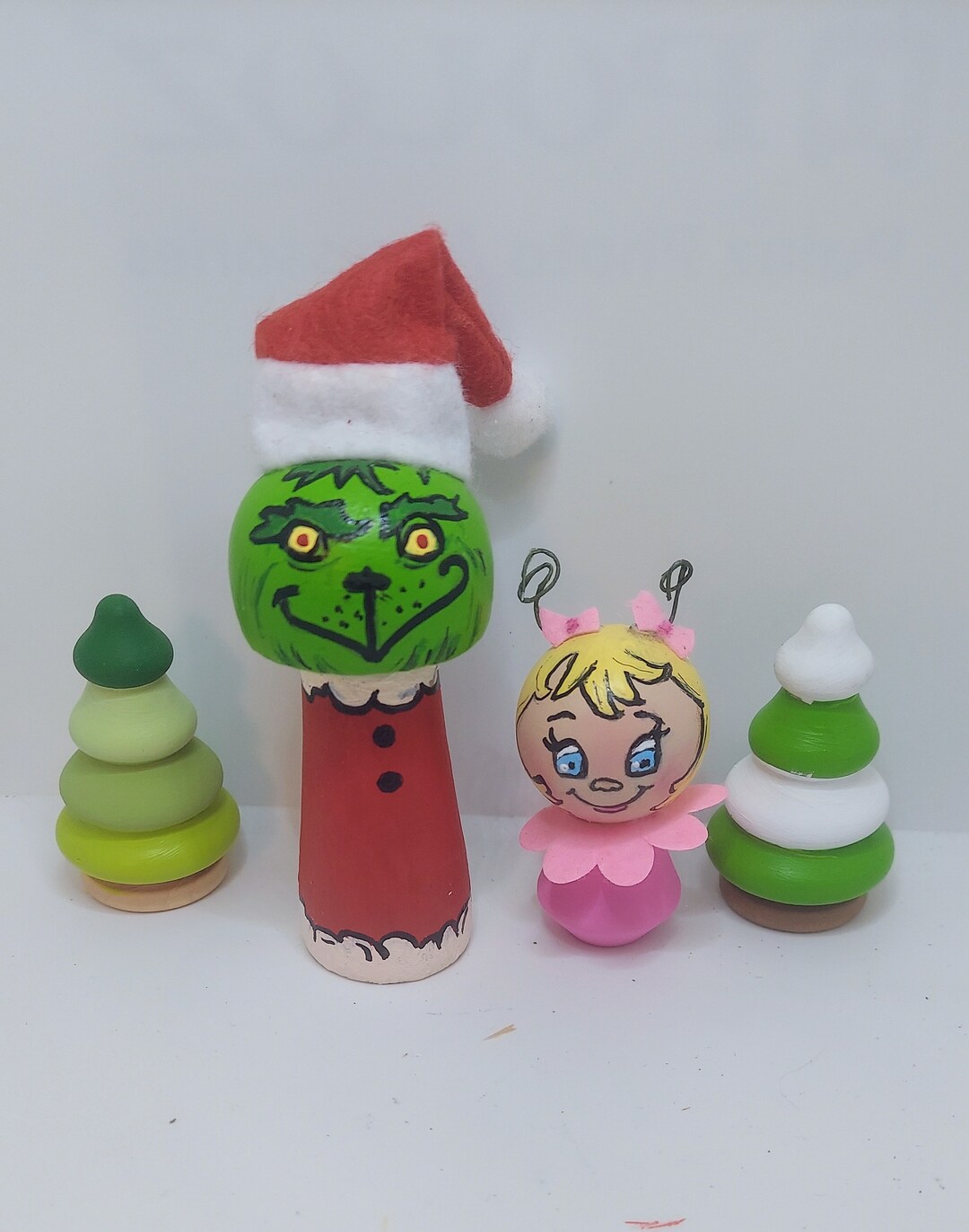 Grinch & Cindy Lou Who Inspired Peg.dolls - Etsy UK