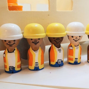 Construction Worker Peg Dolls - Etsy