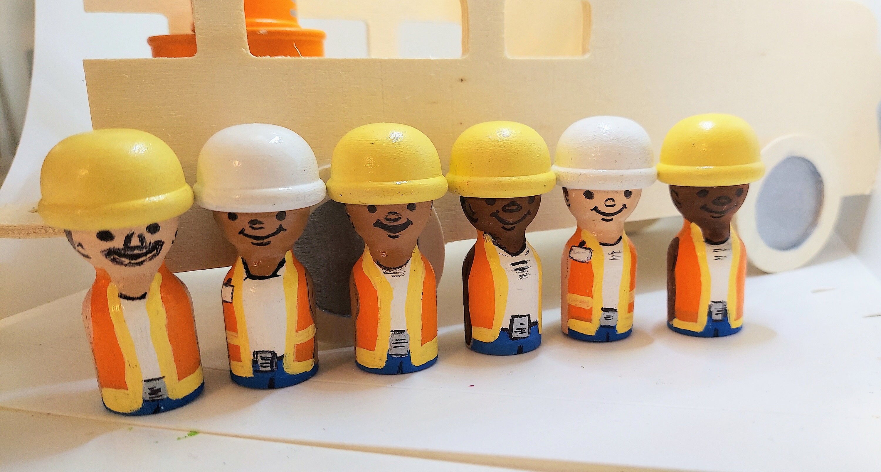 Construction Worker Peg Dolls - Etsy