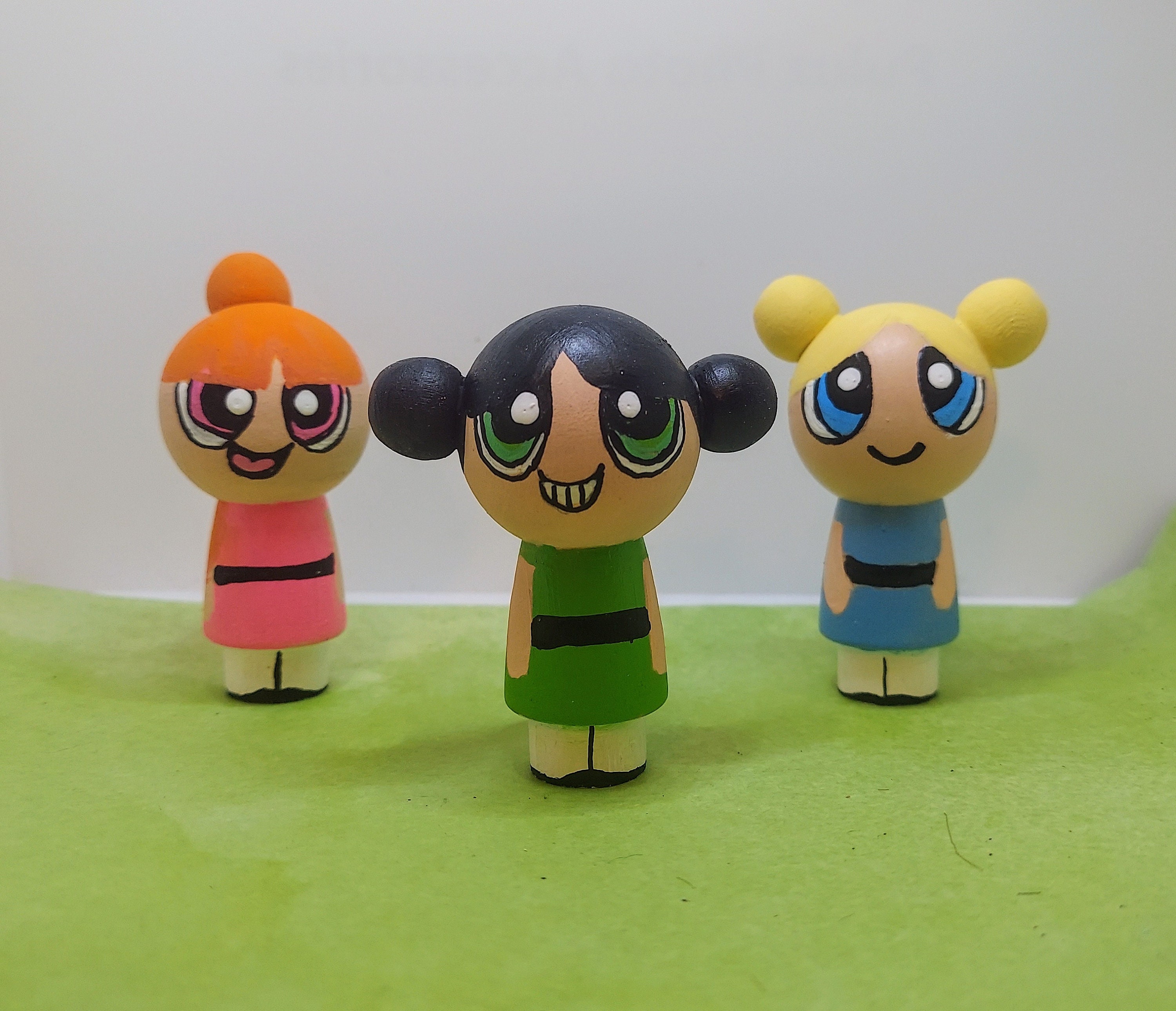Powerpuff Girls Peg Dolls With Wooden Box - Etsy