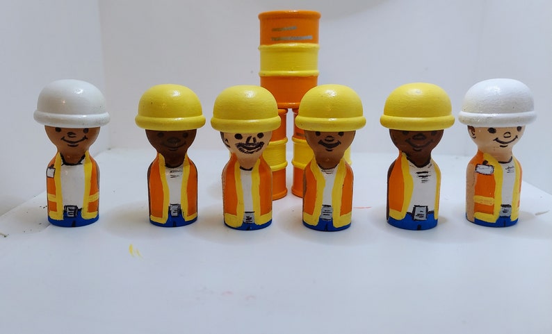 Construction Worker Peg Dolls - Etsy