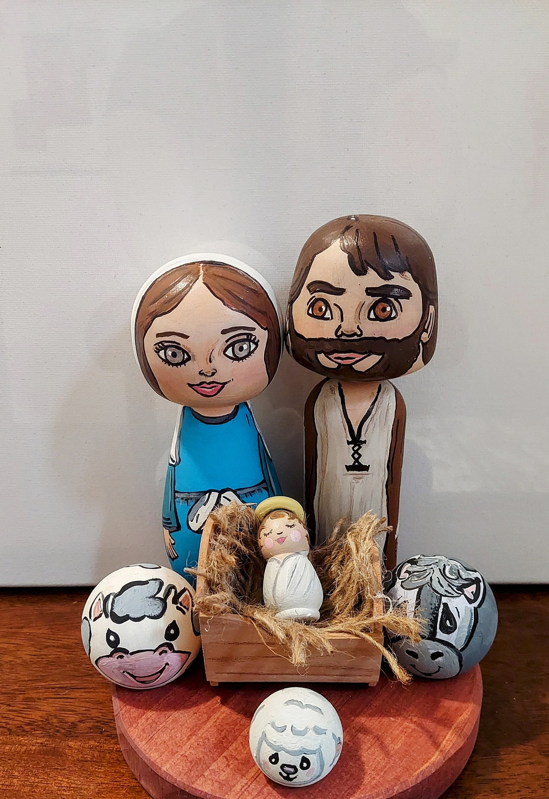 Mary Joseph & Baby Jesus Peg Dolls - Etsy