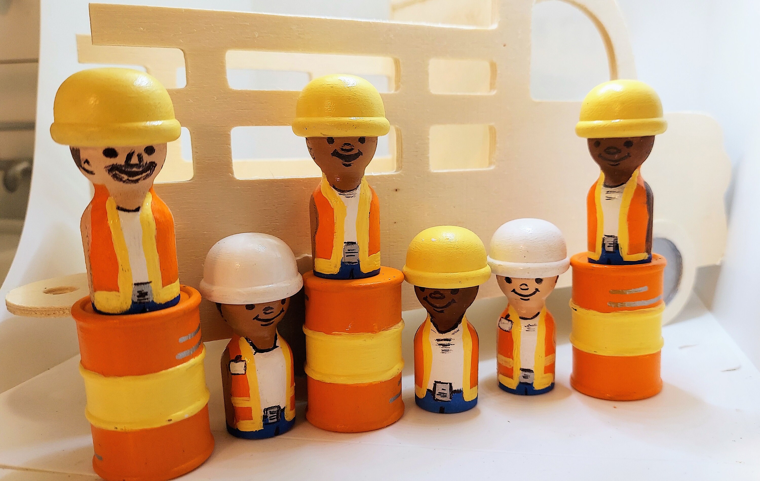 Construction Worker Peg Dolls - Etsy