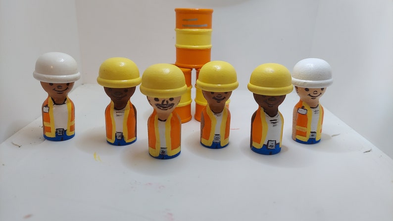 Construction Worker Peg Dolls - Etsy