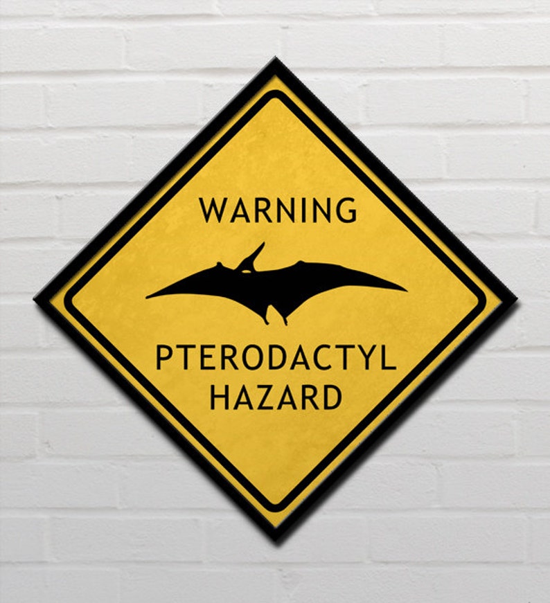 Geek Art Dinosaur Pterodactyl Hazard Wall Decor Funny Sign - Etsy