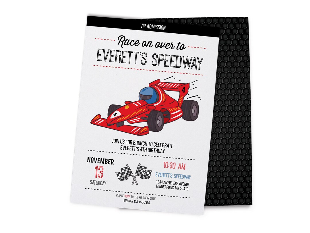 Race Car Birthday Invitation, Speedway Party (editable Digital Download ...