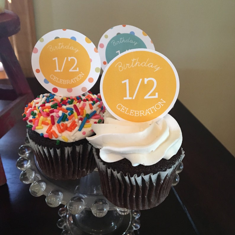 Half Birthday Cupcake Toppers and Cake Bunting. Half Birthday Party ...