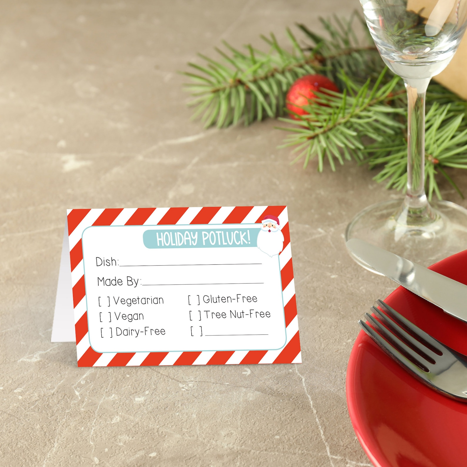 Holiday Potluck Food Tent Cards With Allergy / Food Indicators. Potluck ...
