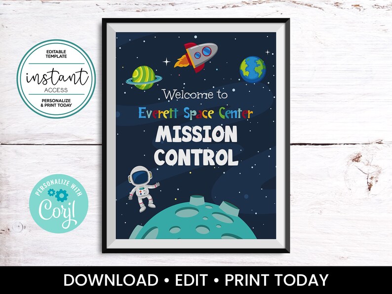 Editable Space Party Signs. 8x10" Space Party Signs. Space Birthday ...