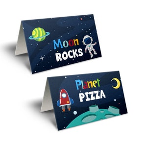 Editable Space Birthday Food Tent Cards or Place Card. Space Birthday ...