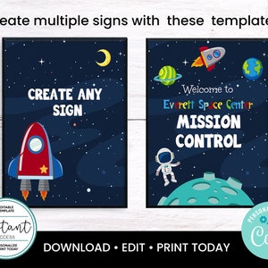 Editable Space Party Signs. 8x10" Space Party Signs. Space Birthday ...