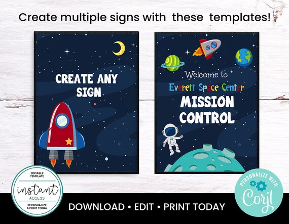 Editable Space Party Signs. 8x10" Space Party Signs. Space Birthday ...