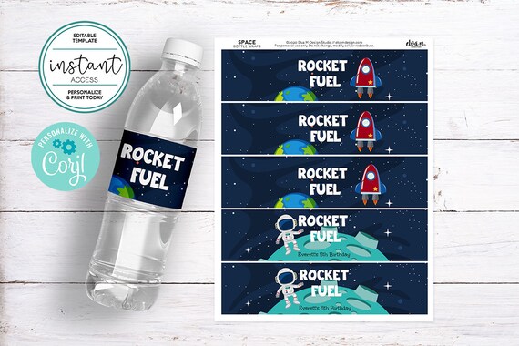 Space Birthday Bottle Wrap Set. Printable Space Bottle Wrap labels ...