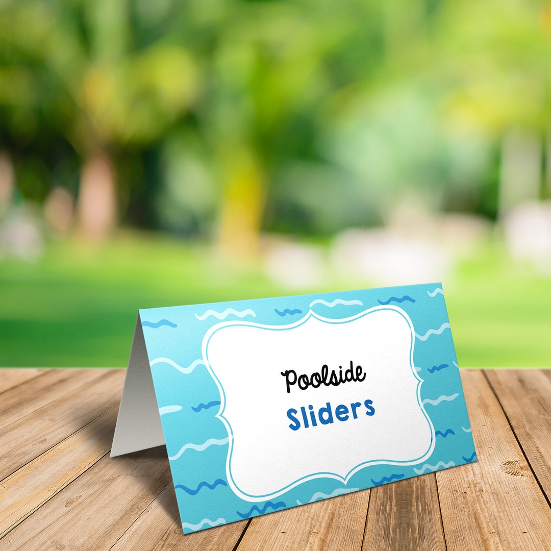 Splish Splash Food Tent Cards. Pool Party Food Tent Cards. Splash Pad ...