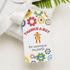 Editable Robot Party Favor Tag. Robot Birthday Party Favor Tag. Robot ...