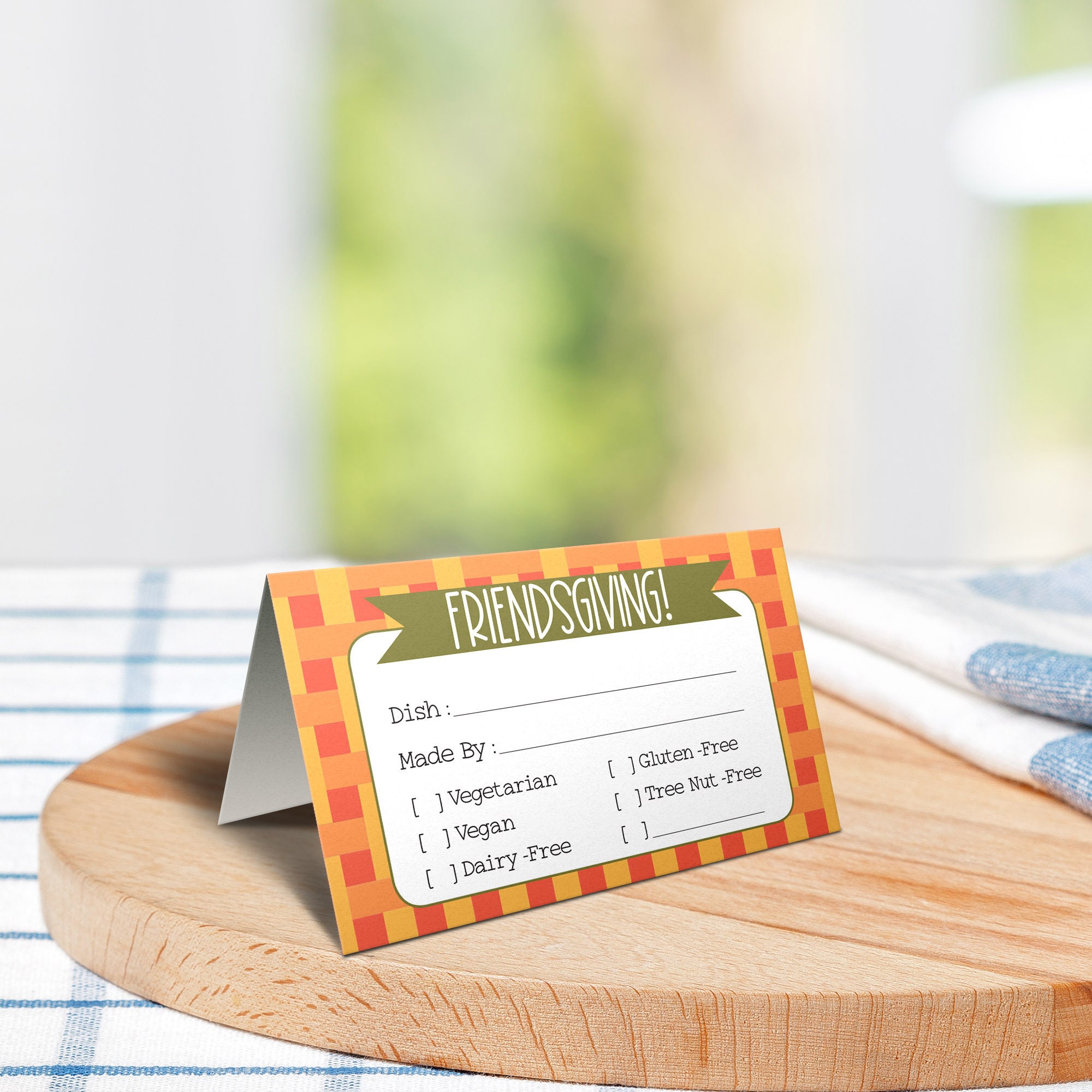 Friendsgiving Potluck Tent Cards With Allergy Indicators (instant ...