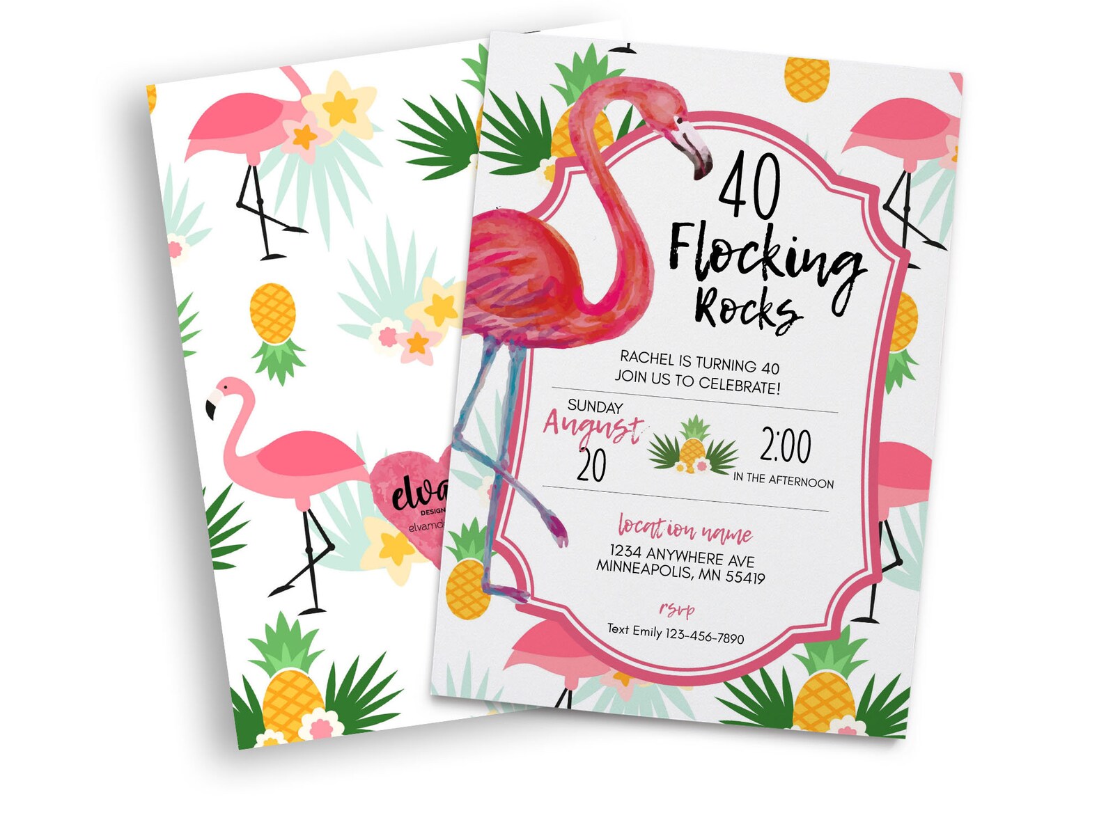 Editable Flamingo Party Invite. 30/40/50/60 Flocking Rocks Personalize ...