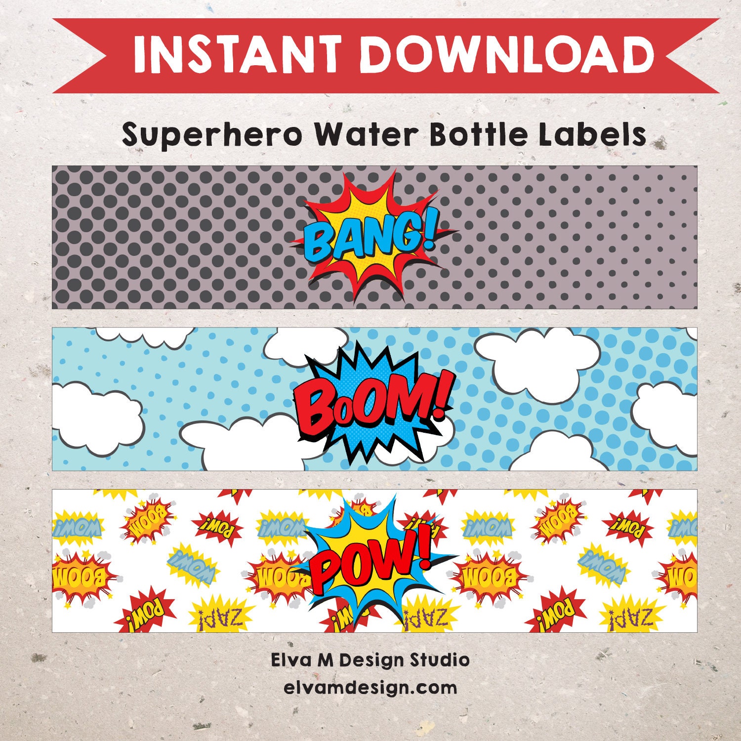 9 Superhero Party Water Bottle Labels - 8.5x11 Printable - DIY Water ...