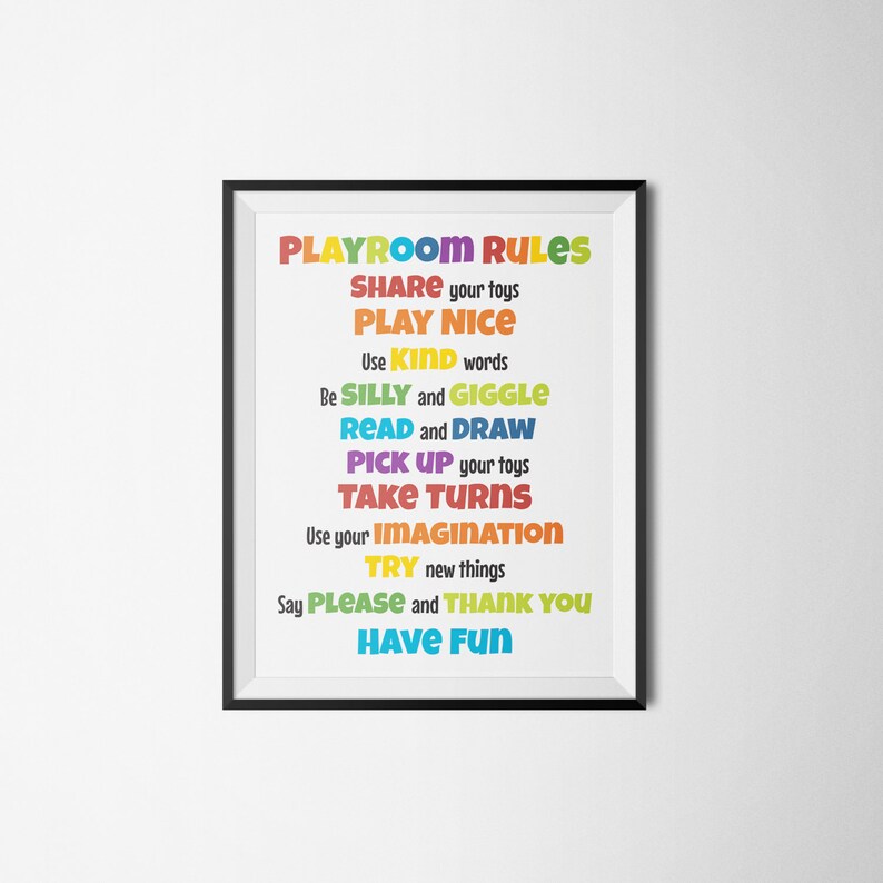 Playroom Rules and ABC Sign Bundle. Rainbow Playroom Wall Decor ...