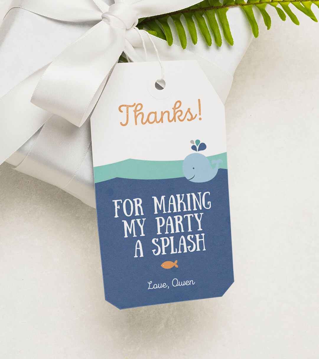 Editable Whale Party Favor Tag. Whale Birthday Party Favor Tag. Whale ...