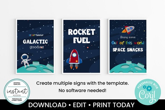Editable Space Party Signs. 4x6" Space Party Signs. Space Birthday ...