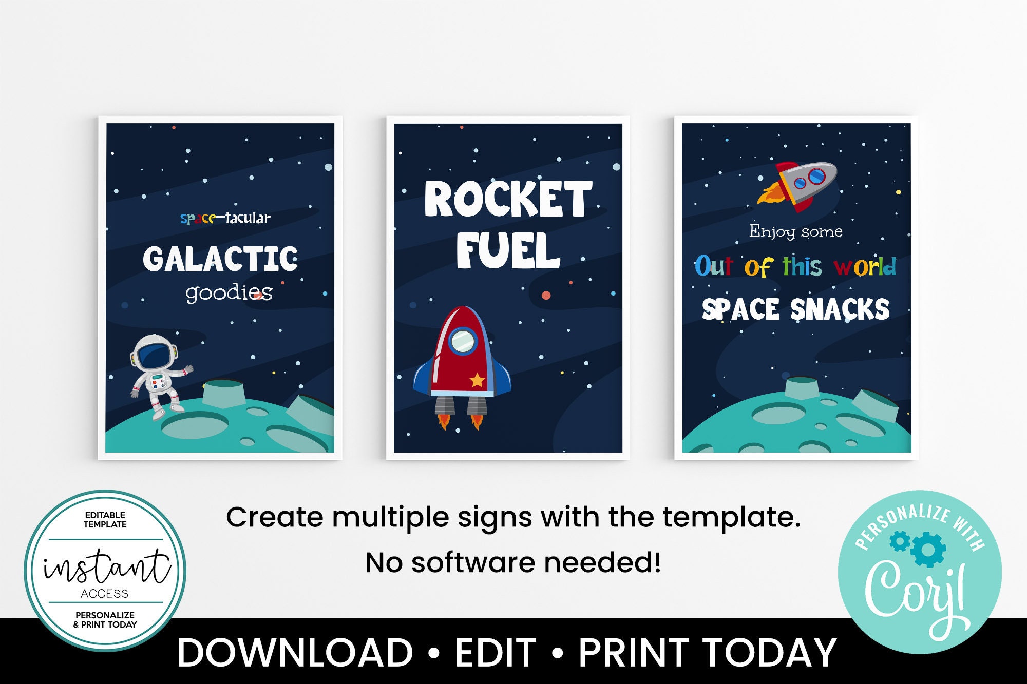 Editable Space Party Signs. 4x6 Space Party Signs. 3 Space-themed ...