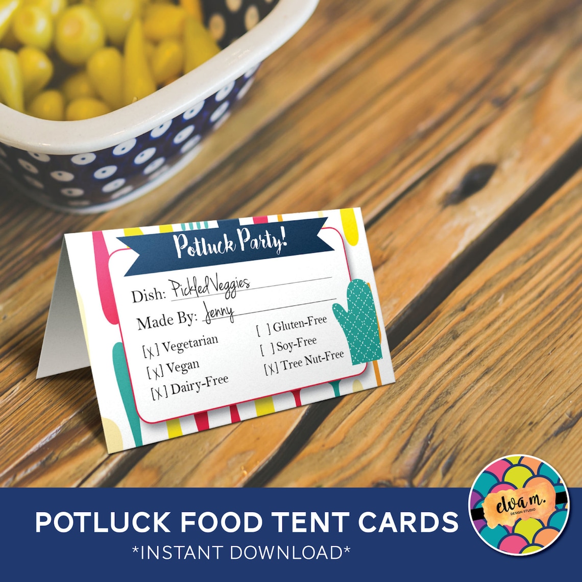 Special Diet Potluck Food Tent Cards With Allergy / Food Indicators ...