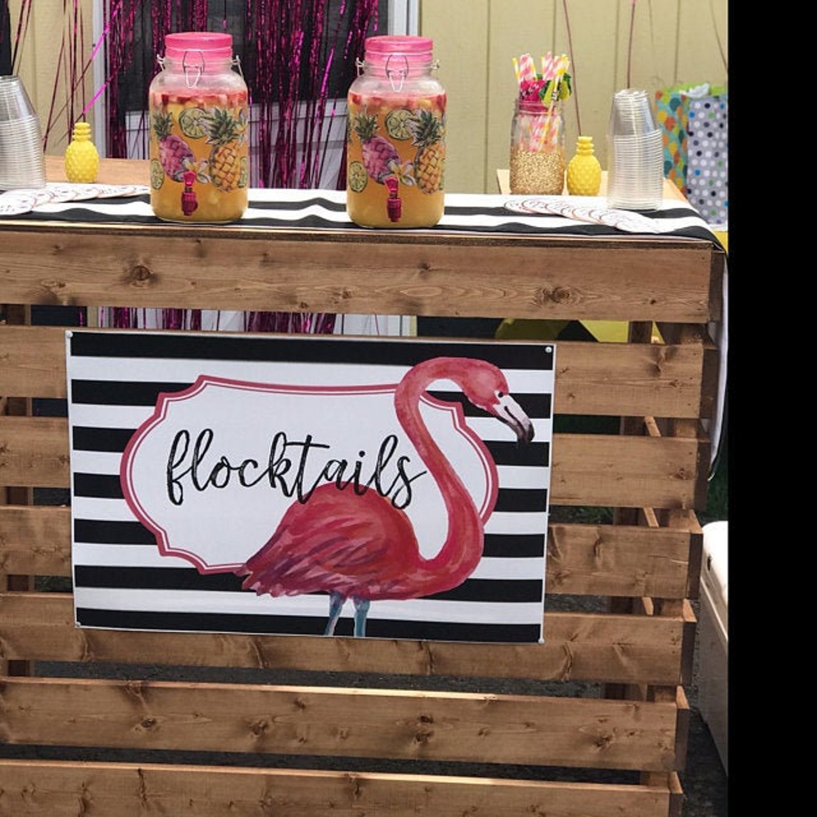 Flamingle - "flocktails" 20x30" Printable Backdrop. Flamingle Party ...
