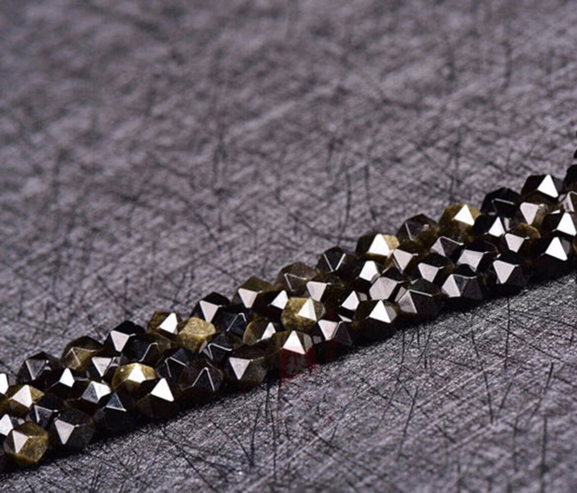 6 8 10mm Natural Obsidian Crystal Diamond Cut Face Gem Cutting | Etsy