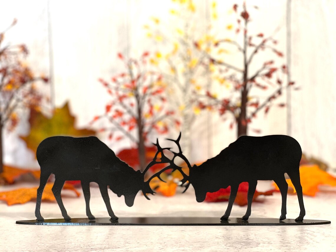Fighting Elk Silhouette, Metal Wildlife Decor - Etsy
