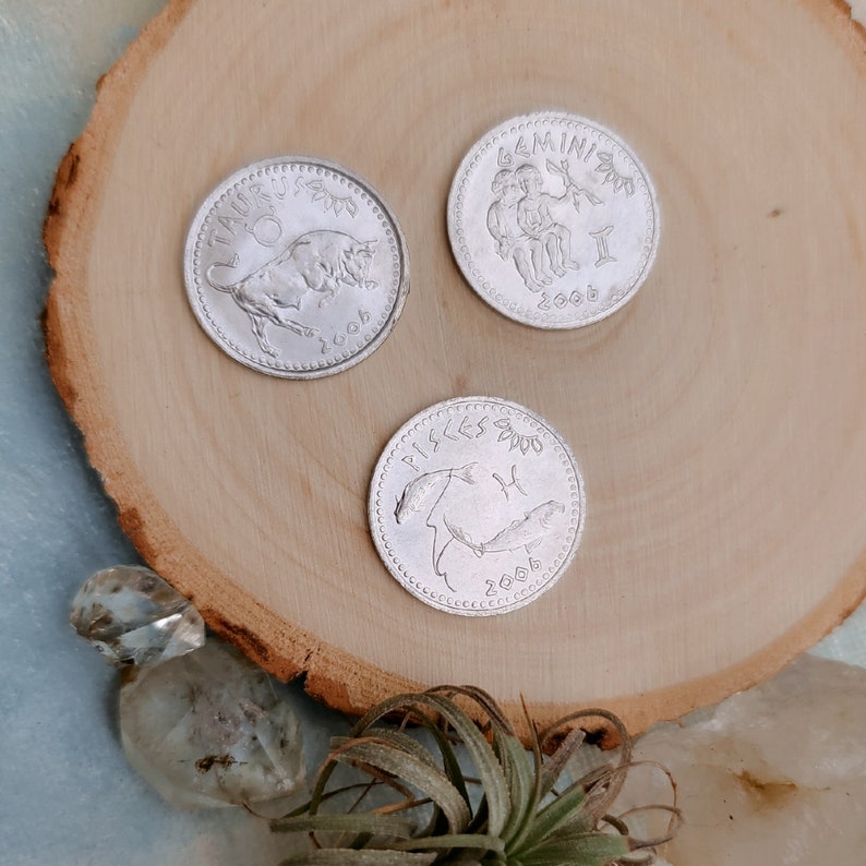 Astrology Coin Pendant, Zodiac Jewelry, Coin Necklace, Coin Charm ...