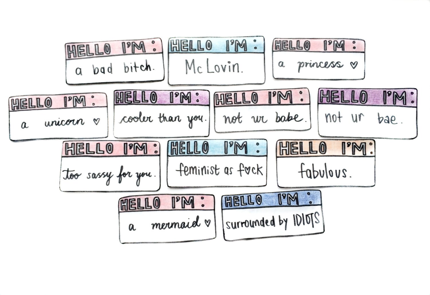 Tumblr Sass HELLO I'M Sticker Set: 6-15 | Etsy